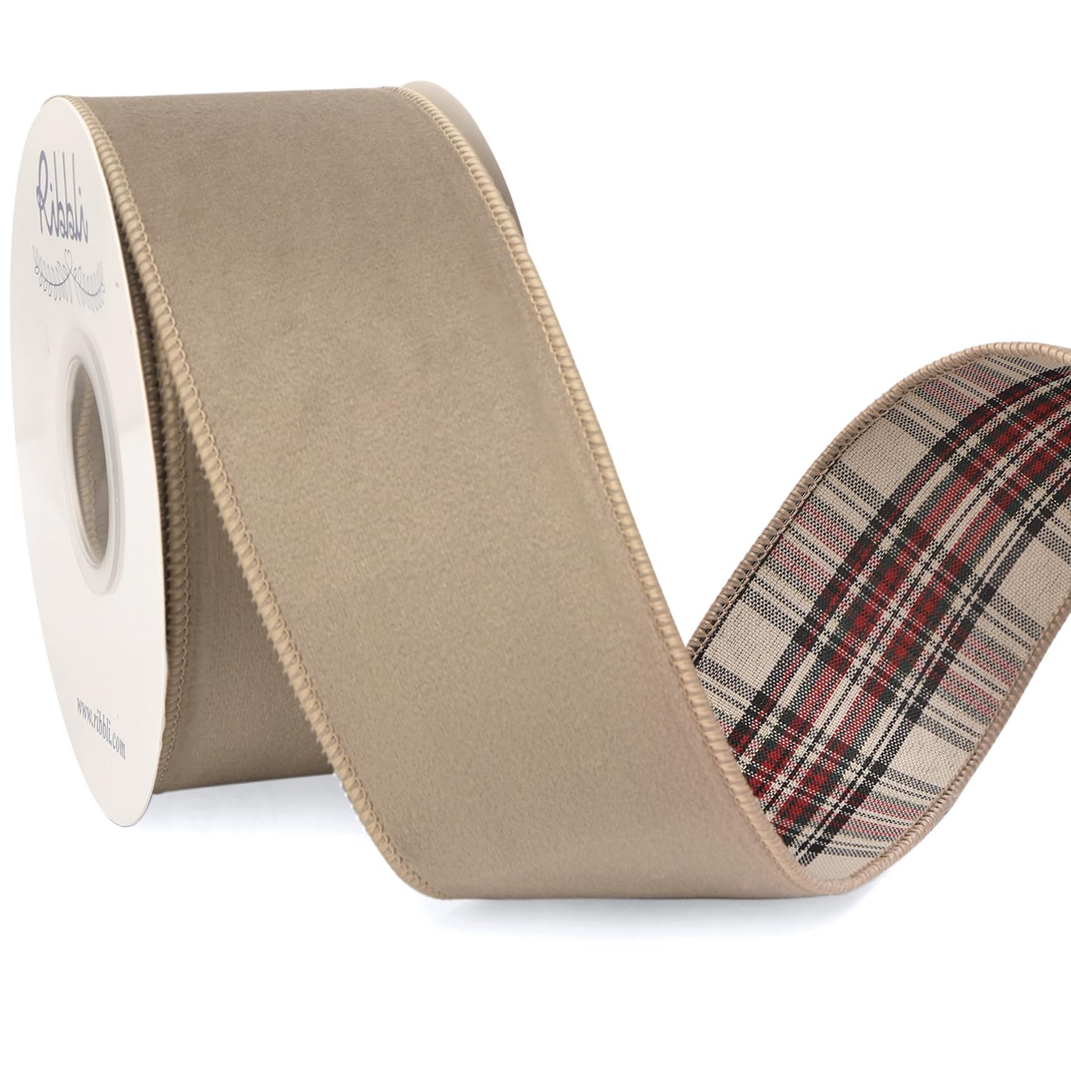 Amazon.com: Ribbli Camel Velvet Wired Ribbon with Plaid 2.5 Inch ...