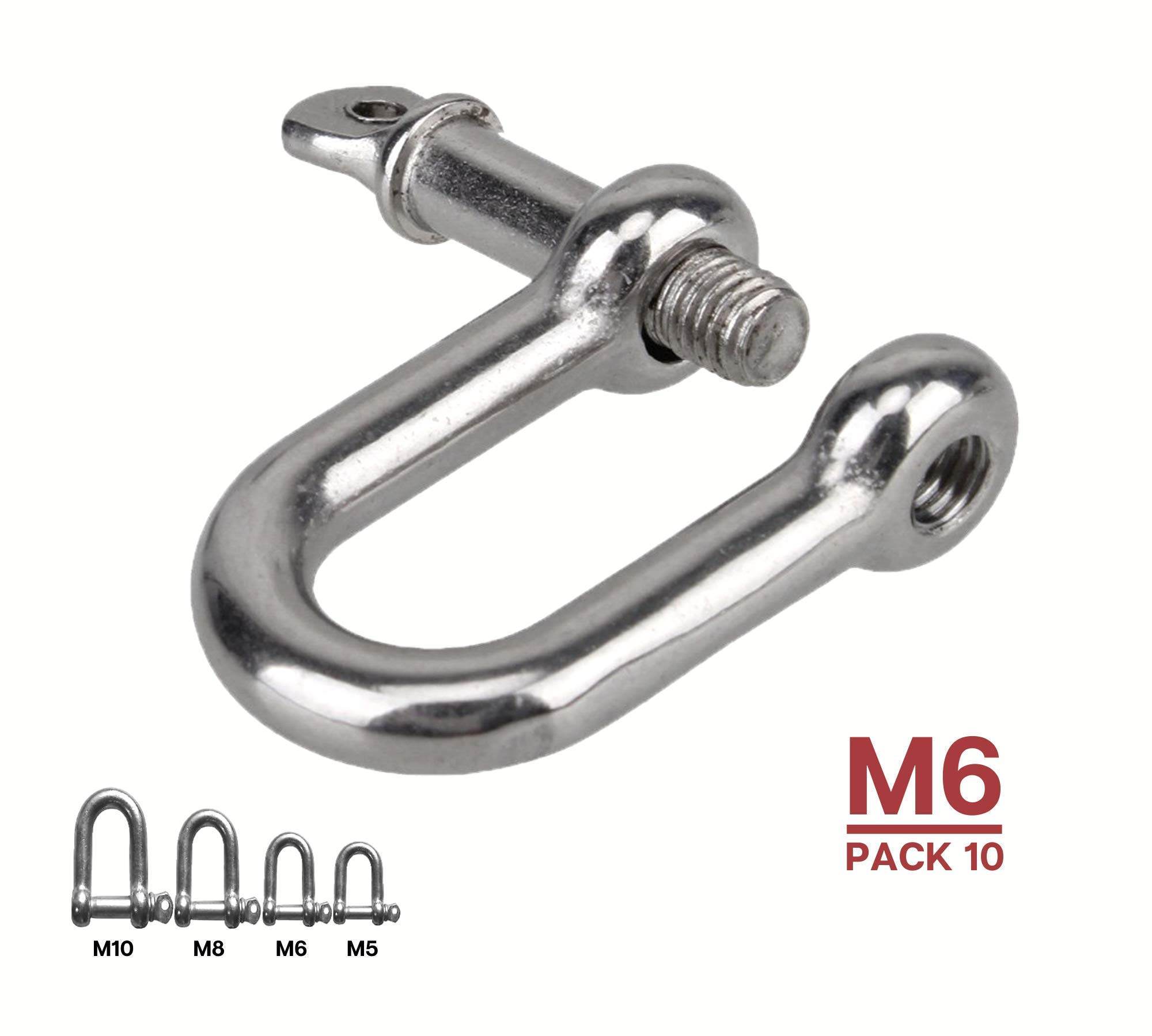 Buy DOJA Industrial | STEEL SHACKLE M6 | PACK 10 | D links hook shackle ...