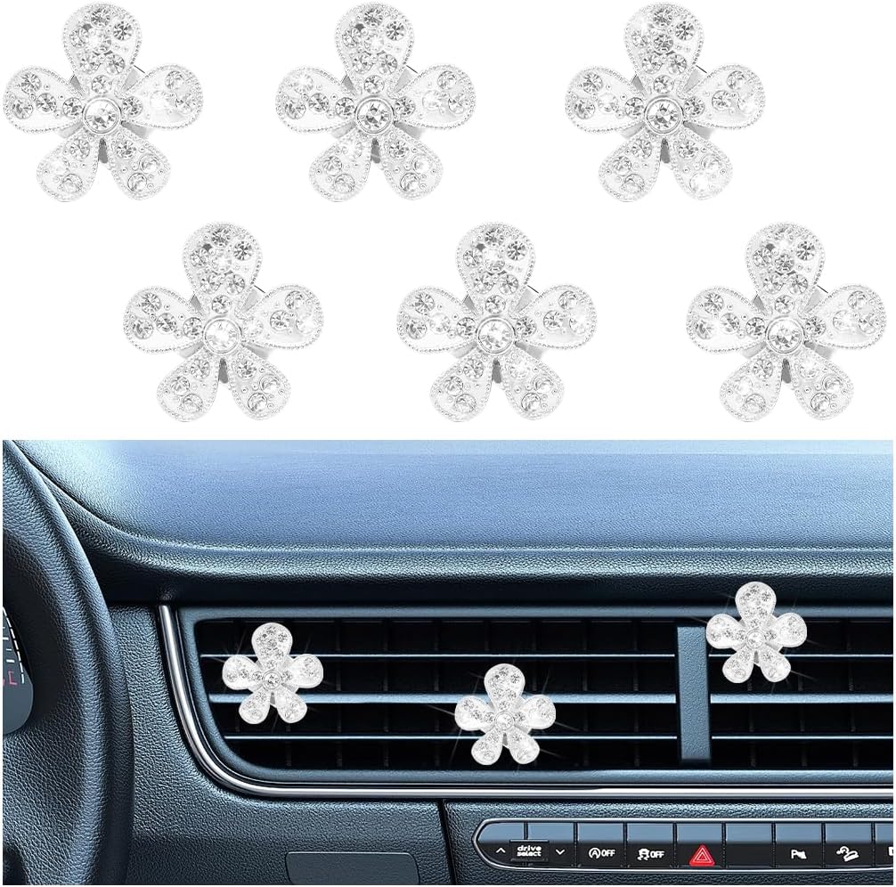 Amazon.com: ANFTDCO 6PCS Bling Daisy Flower Car Air Vent Clip, Shiny ...