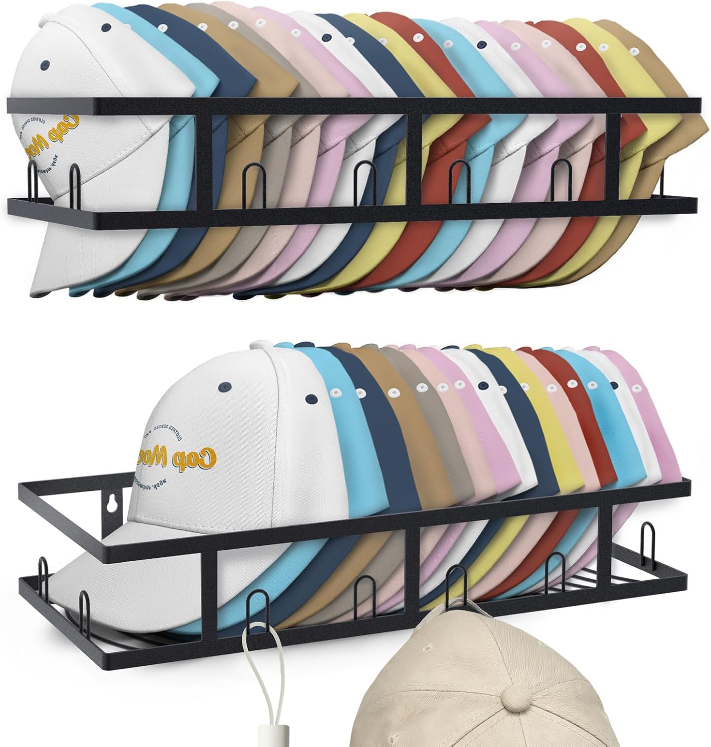Amazon.com: HOGARCOSAS Metal Hat Rack for Wall, Holds 60+ Baseball Caps ...