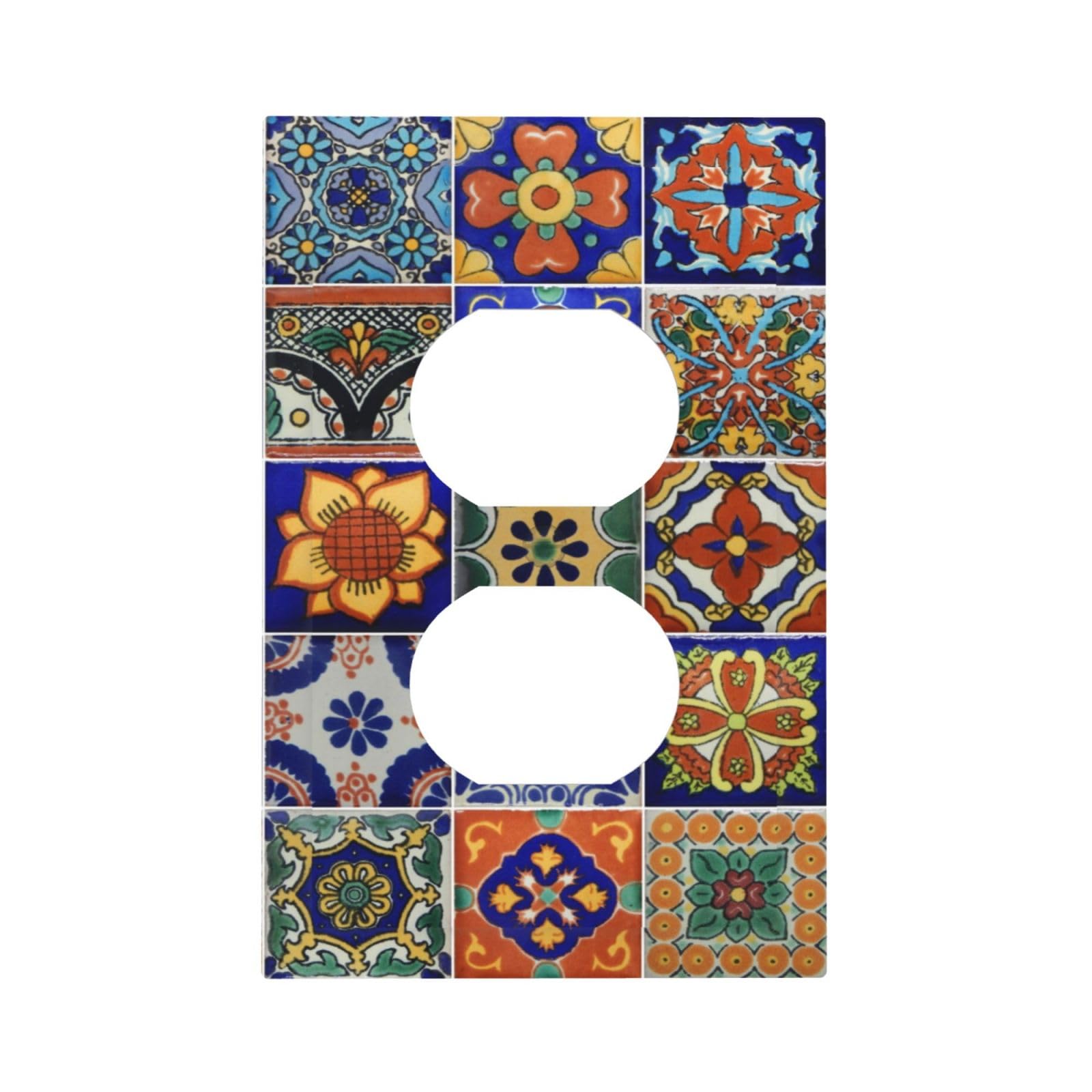 Retro Talavera Tiles Mexican Folk Art 1 Gang Single Electrical Outlet ...