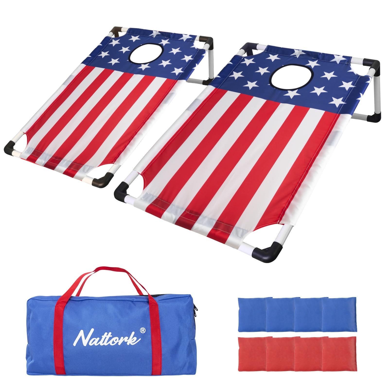 Snapklik.com : Portable PVC Framed Corn Holes Outdoor Game Set