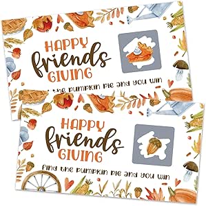 Amazon.com: REWIDPARTY 32 Pcs Happy Friendsgiving Scratch Off Cards ...