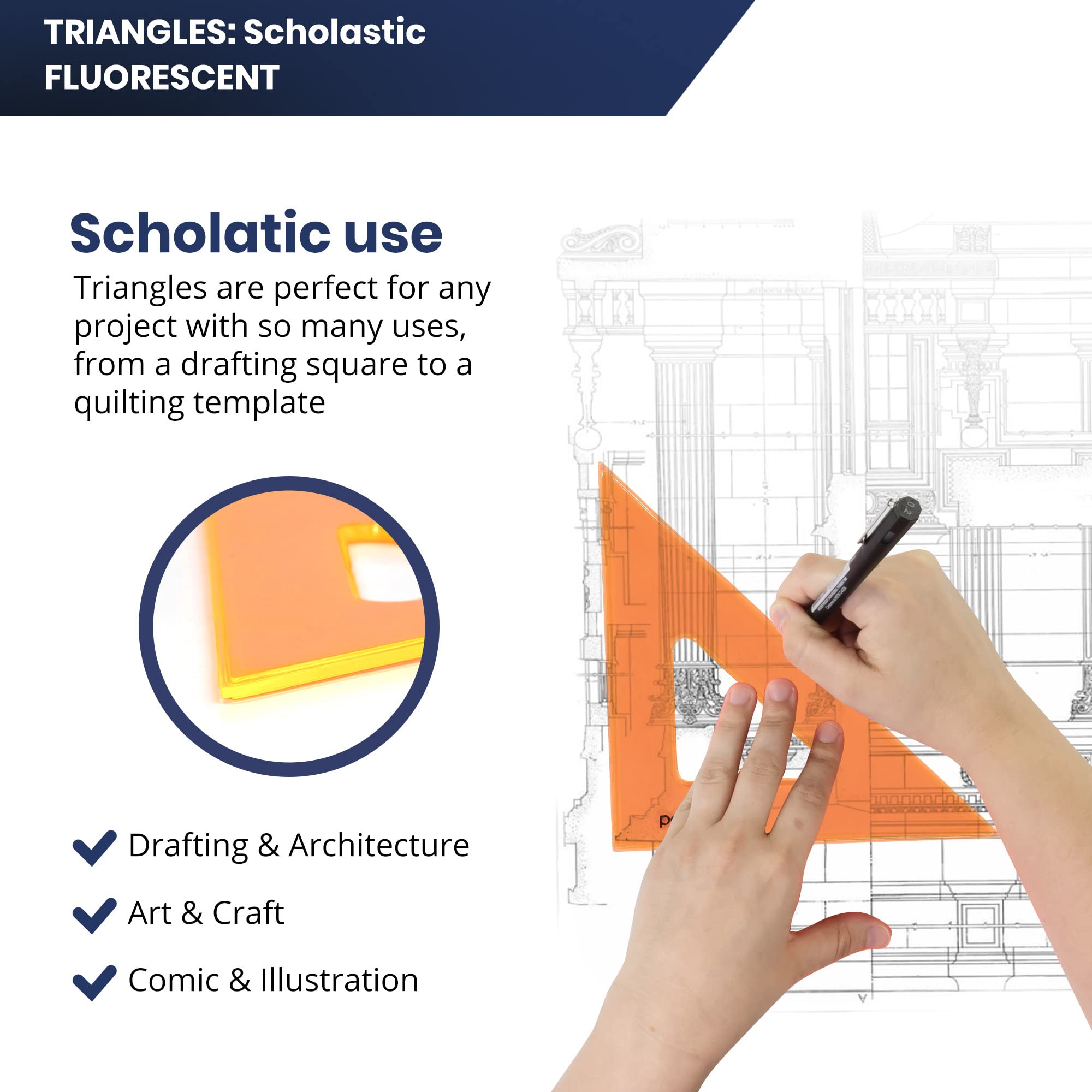 Snapklik.com : Pacific Arcs Scholastic Triangle - 10 Inch - Fluorescent ...