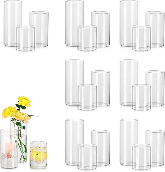 Amazon.com: Glass Cylinder Vases Set of 24, Hewory Tall Clear Vase for ...