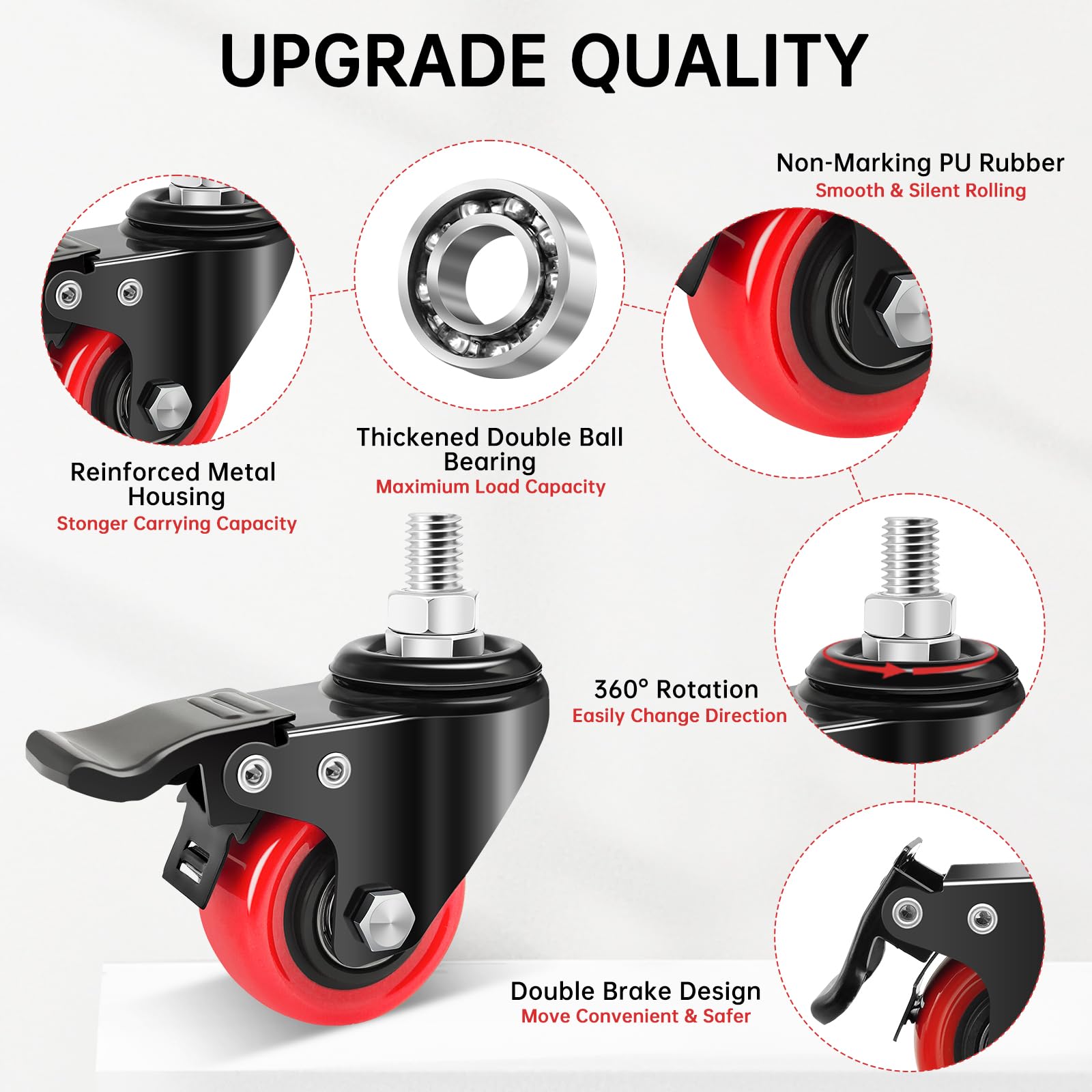 Chair Wheels Nefish 2" Locking Caster Wheels – Heavy Duty, Quiet Roll ...