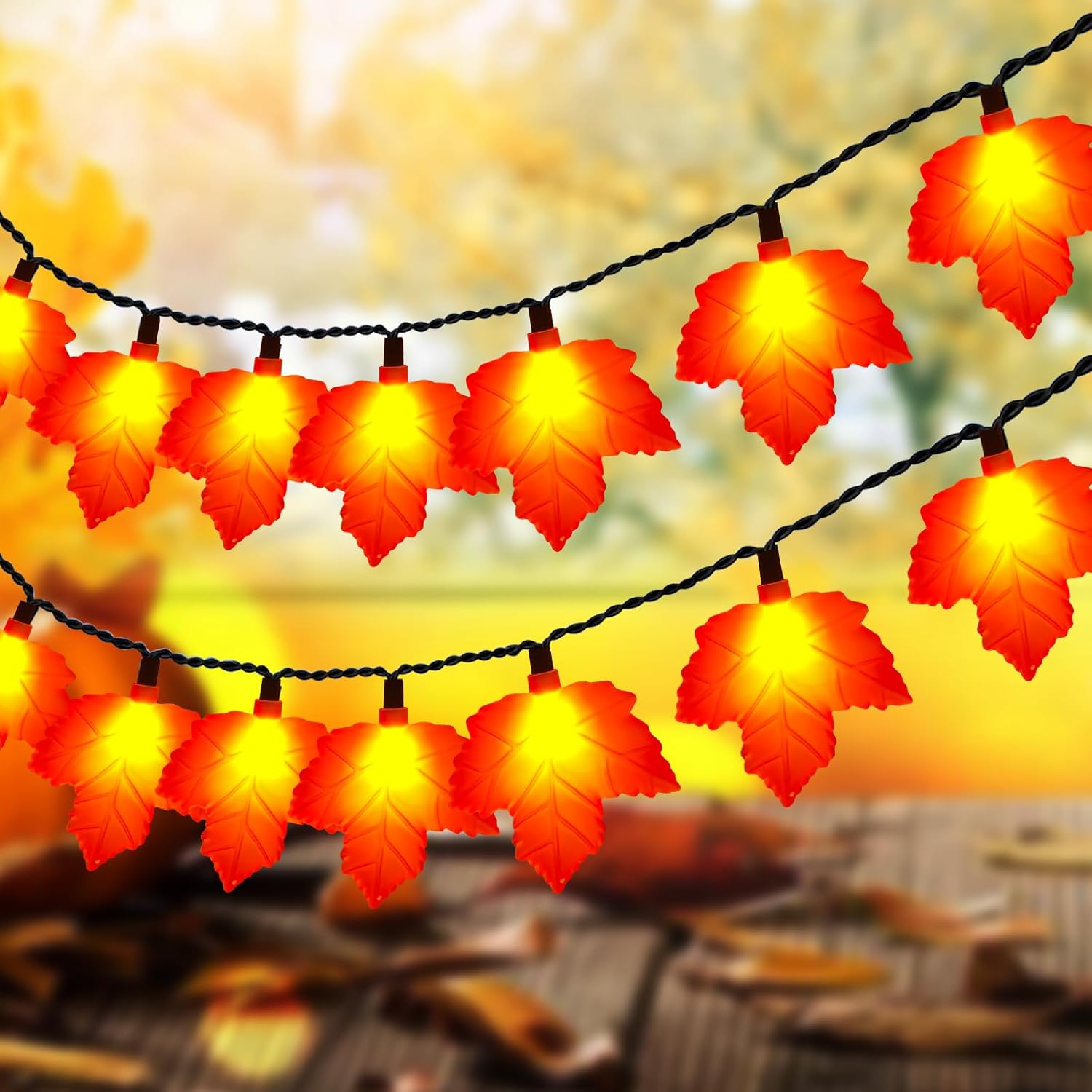 Amazon.com: Abeja Fall Decor Maples Leaf String Lights, 8.5FT LED Maple ...