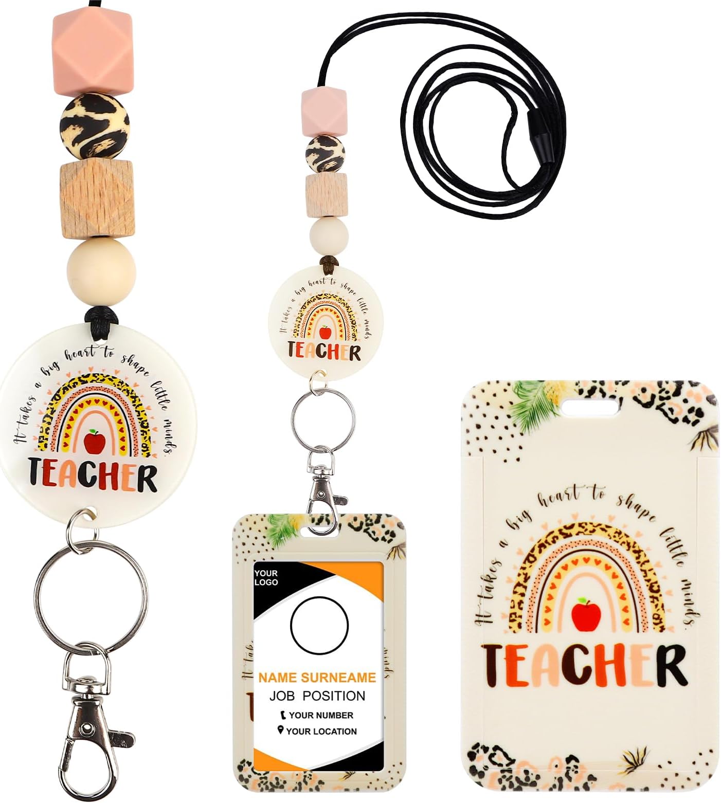 Amazon.com : Teacher Lanyards for ID Badges - Boho Silicone Beaded ...