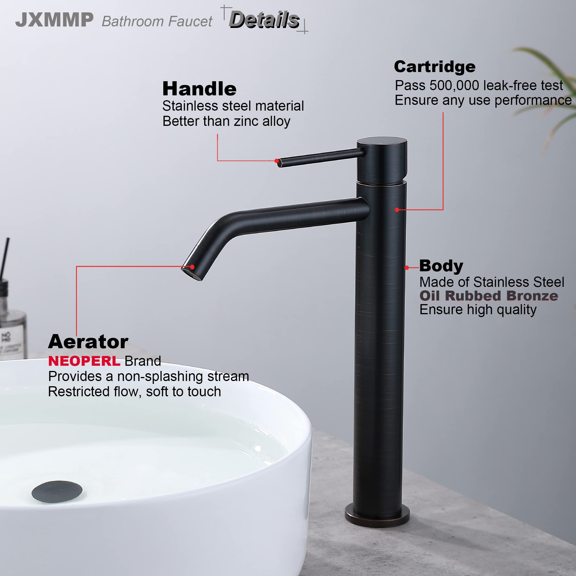 Oil Rubbed Bronze Vessel Sink Faucet with Pop Up Drain and Supply Lines ...