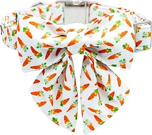 Amazon.com : Maca Bates Easter Day Carrot Dog Collar with Bow Bowtie ...