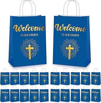 Amazon.com: Chuangdi 50 Pcs Church Welcome Gift Bags Christian Paper ...