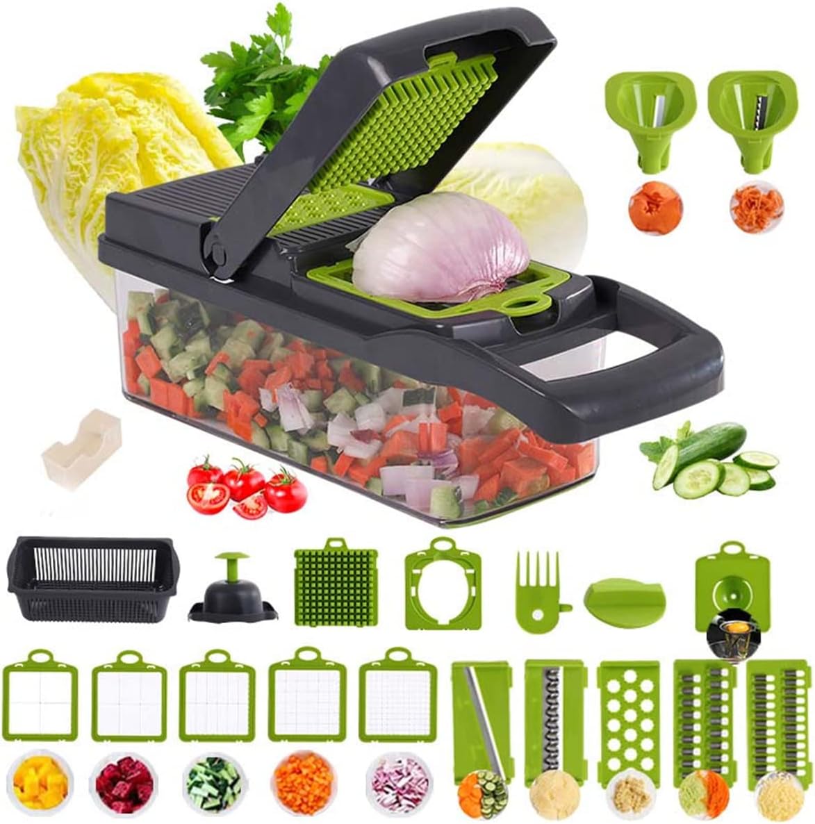 Vegetable Chopper Slicer Dicer, 22 in 1 Onion Chopper Fruits Cutter ...