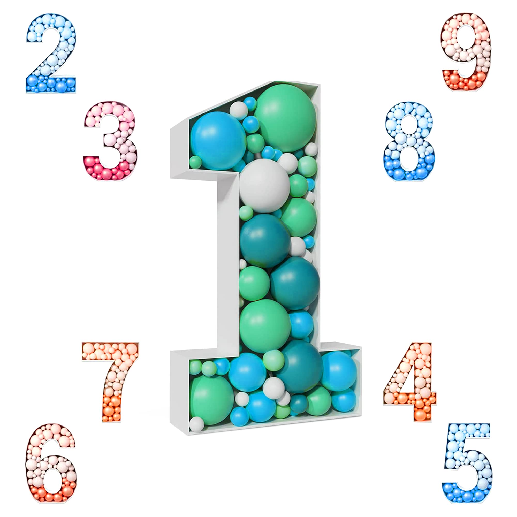 Buy Jewaytec 3FT Mosaic Balloon Frame Marquee Light Up Numbers 1 Pre ...