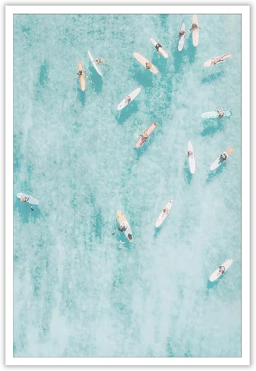Amazon.com: KFDJIG Blue Coastal Surf Cowgirl Wall Art Vintage Fashion ...
