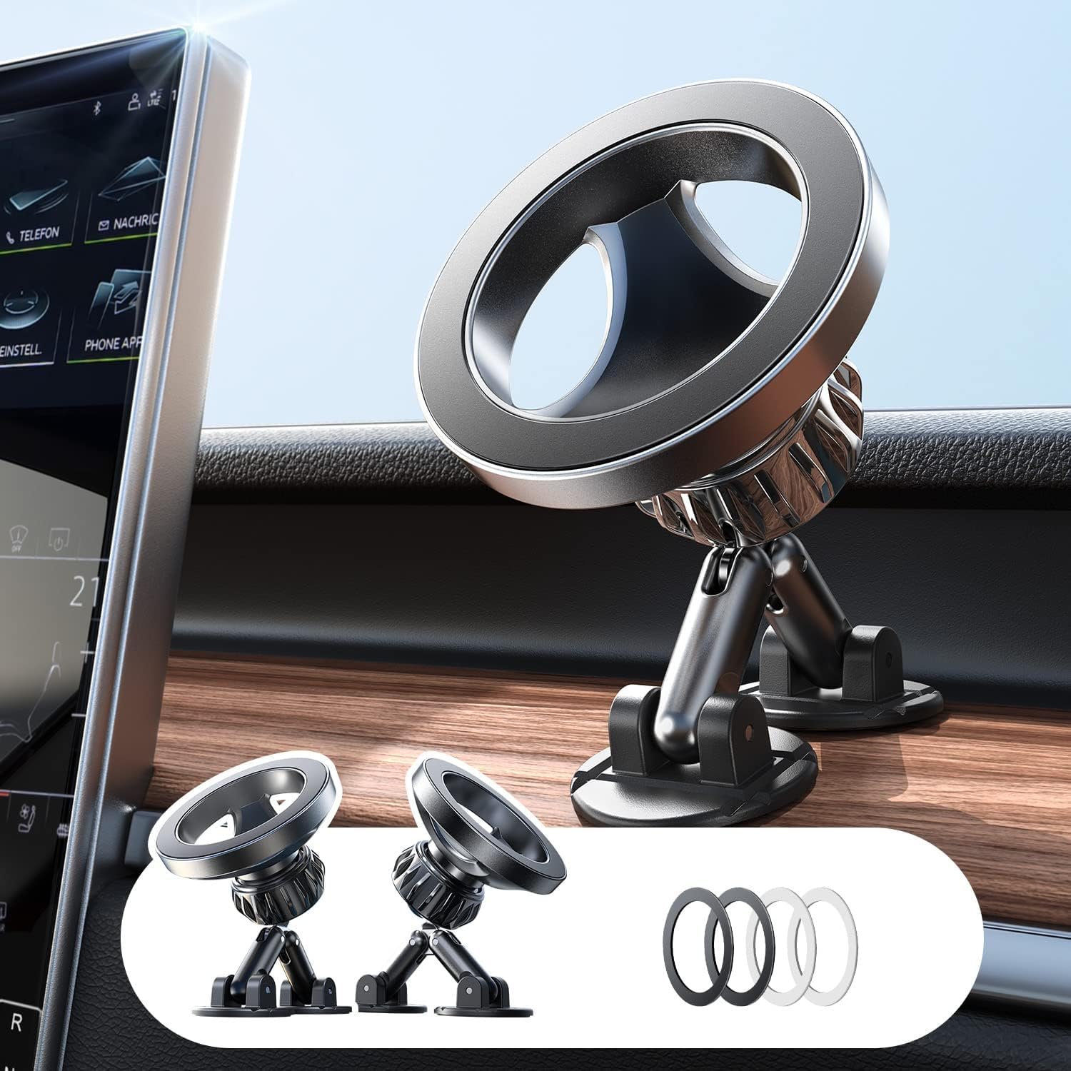 Jsasezr Magnetic Phone Holder for Car,360° Rotation Alloy Folding Car ...