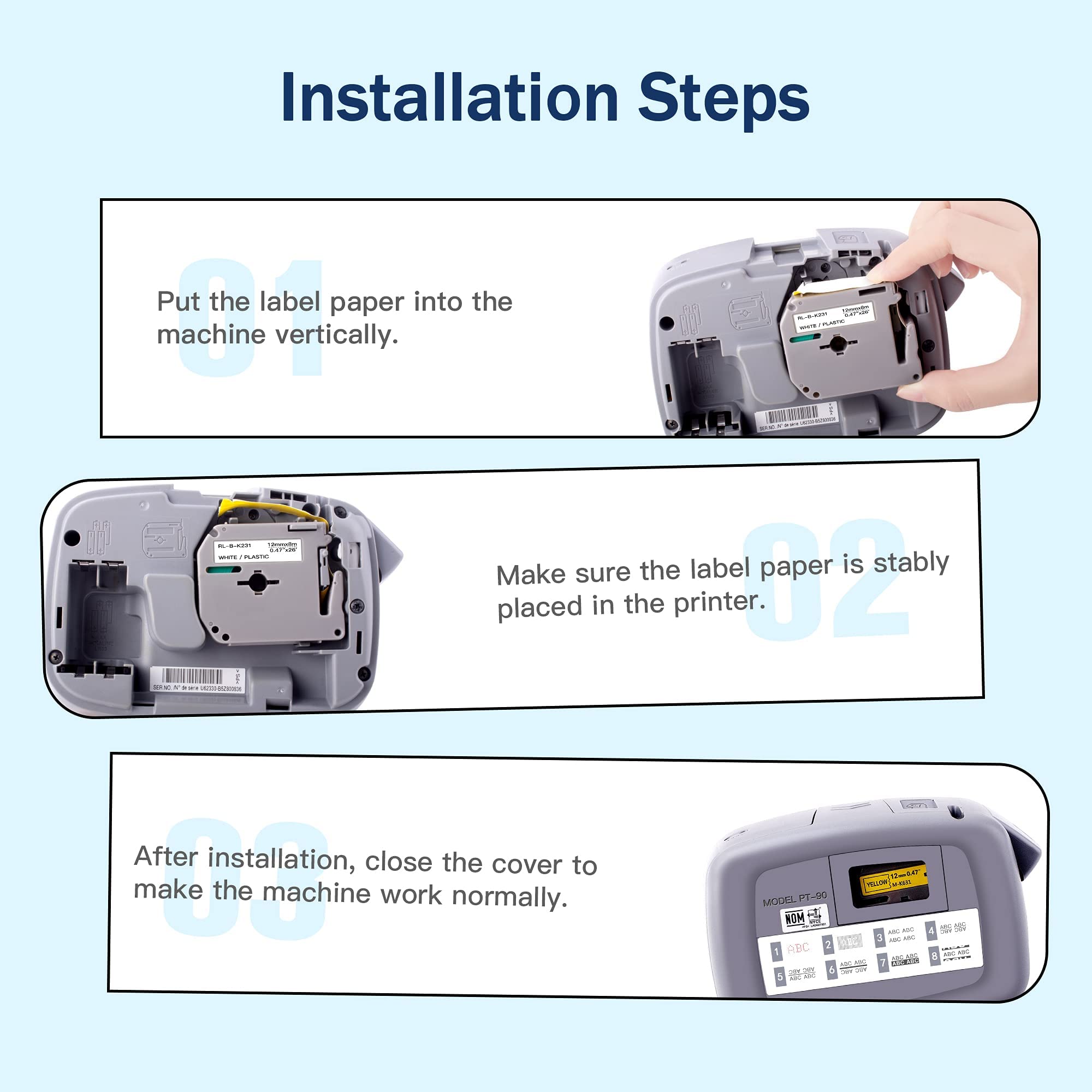 Compatible Label Tape Replacement for Brother P-Touch MK231 M231 M-K231S M-K231 com[atible wit ...