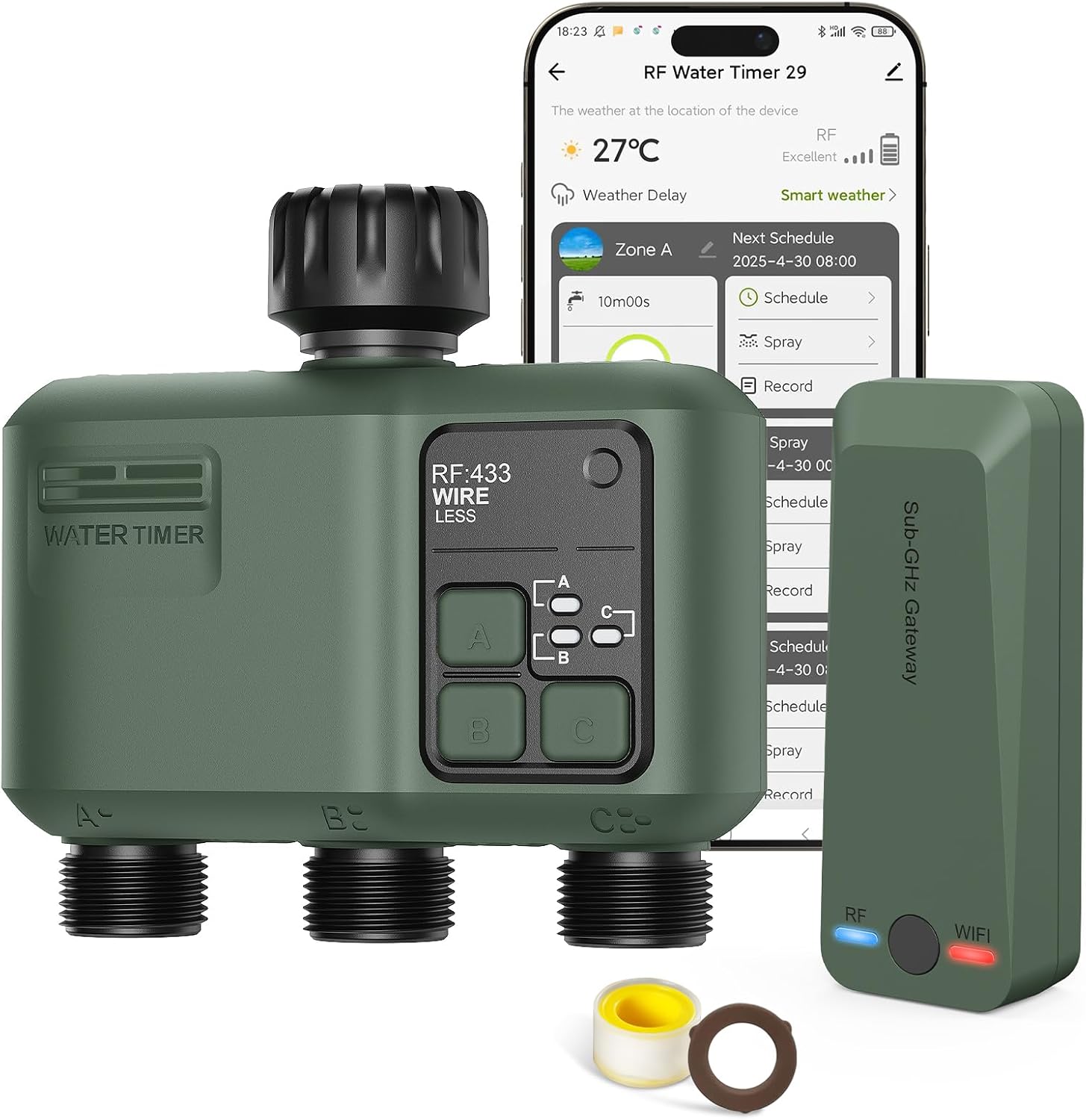 Amazon.com : Smart Sprinkler Timer 3 Zone for Garden Hose, WiFi Water ...