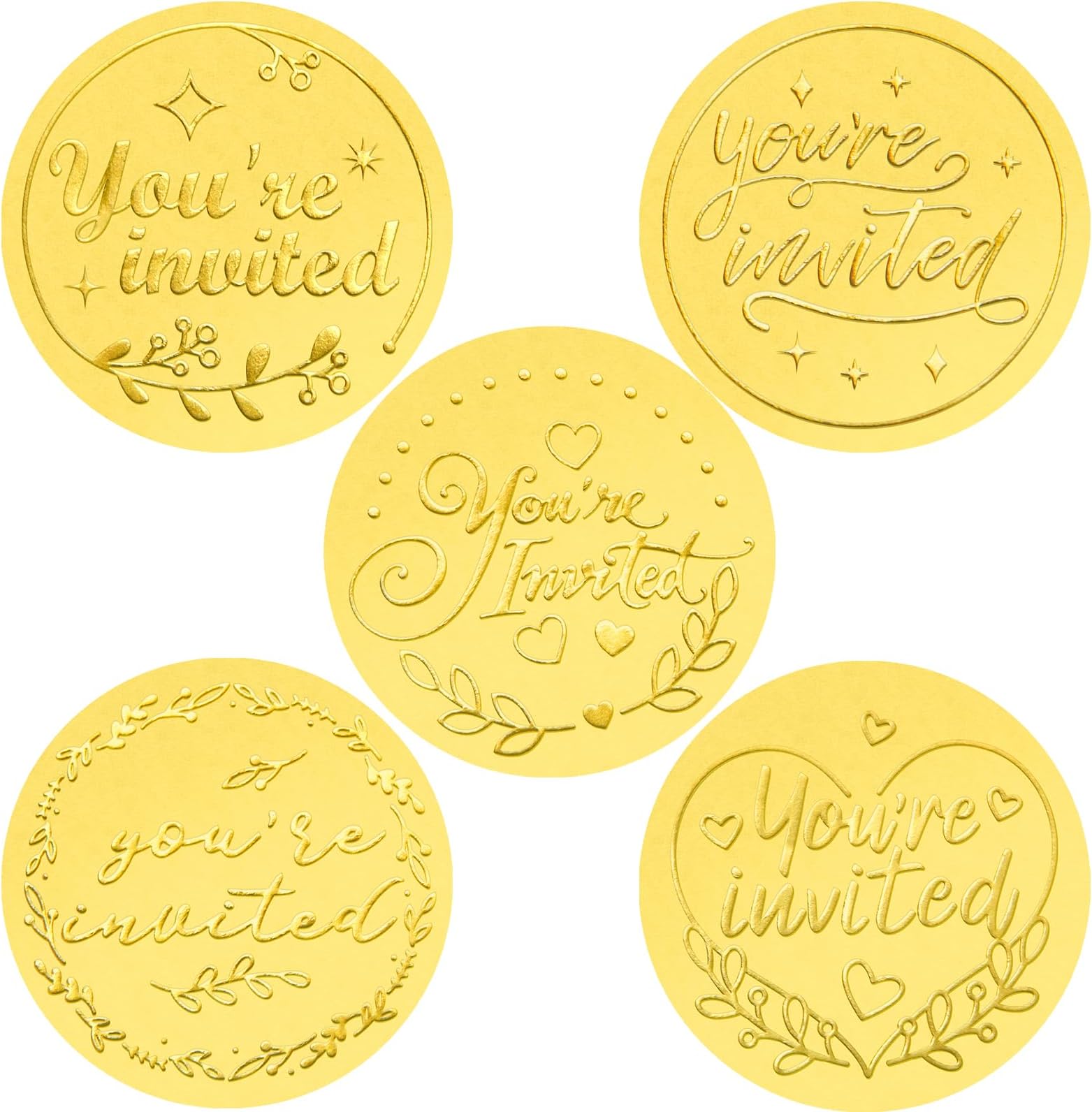 Amazon.com : 500Pcs Gold Embossed You're Invited Foil Seals for Wedding ...