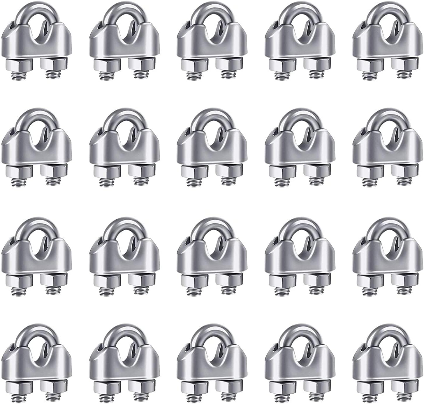 Amazon.com: NNNJunhua 304 Stainless Steel Heavy Duty Rope Clamps Double ...