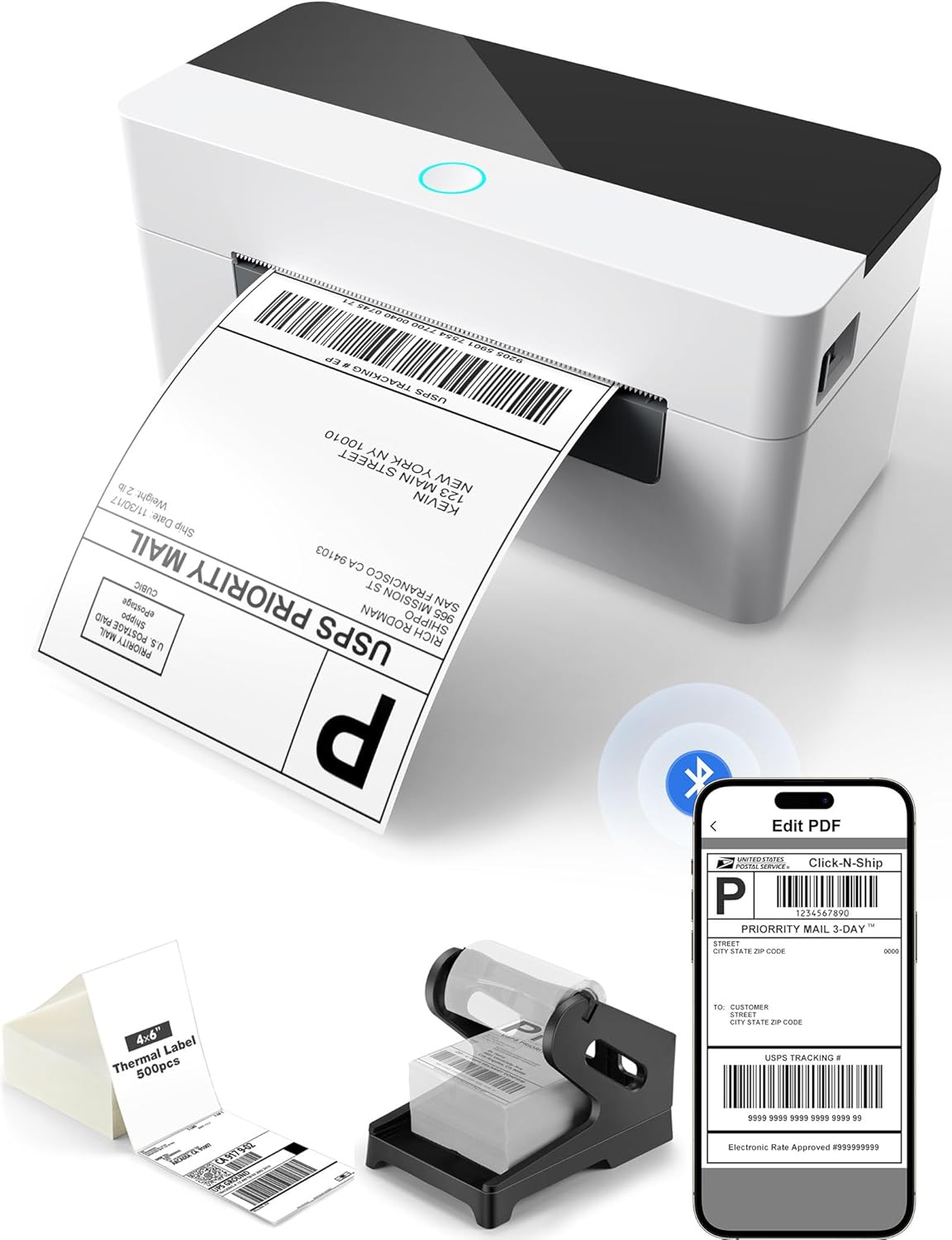 Amazon.com : BPXX Bluetooth Thermal Label Printer 4×6 with 500 Thermal ...