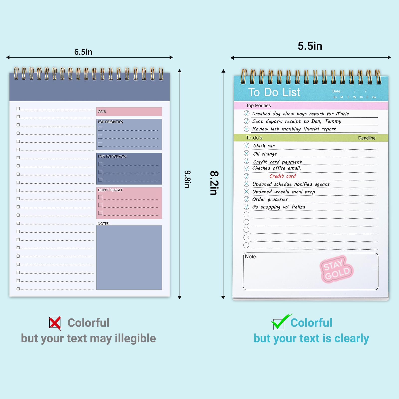 Snapklik.com : To Do List Notepad, Spiral Bound Undated Daily Planner, 52 Sheets 5.8" X 8.3 ...