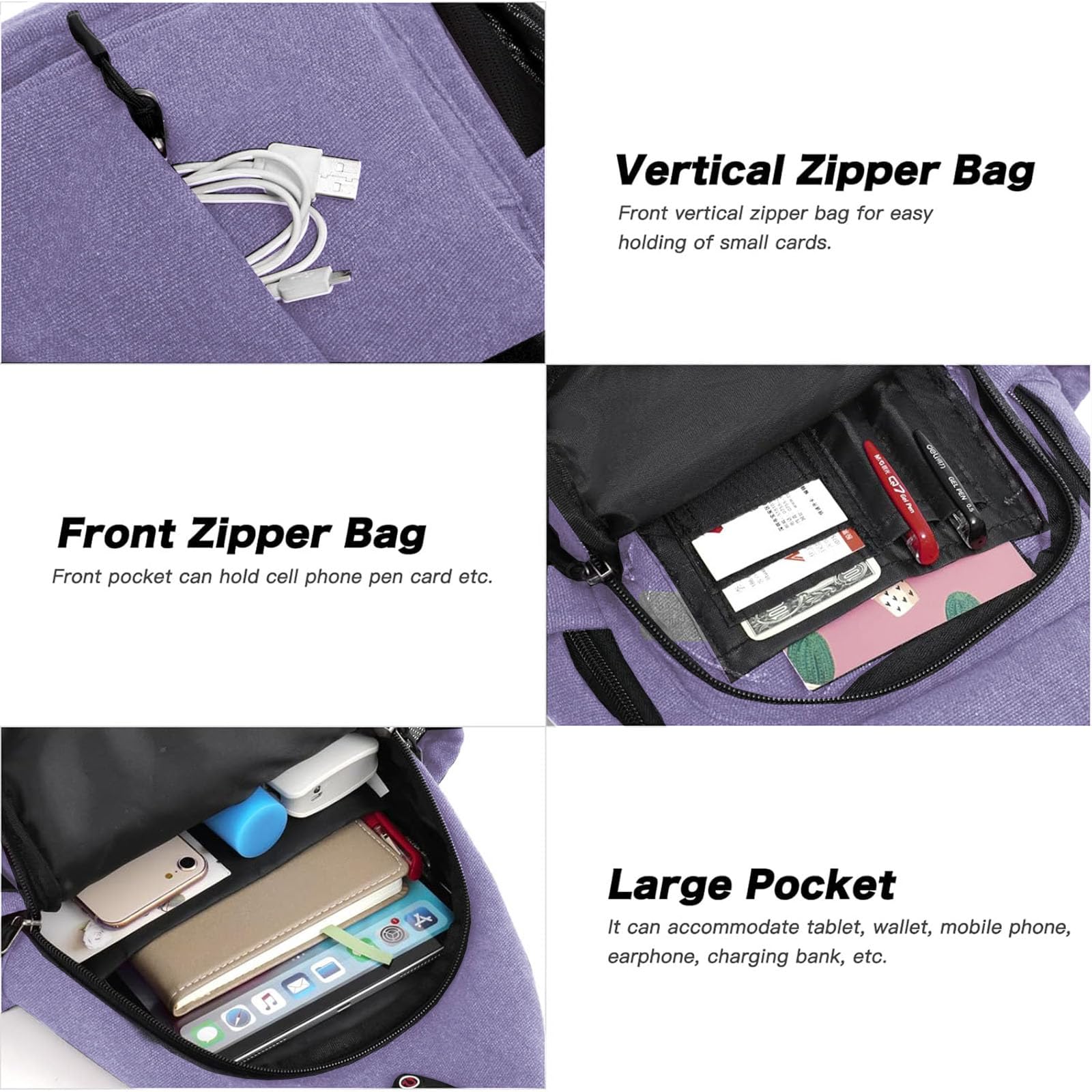 Snapklik.com : MOSISO Sling Backpack,Canvas Crossbody Hiking Daypack Bag