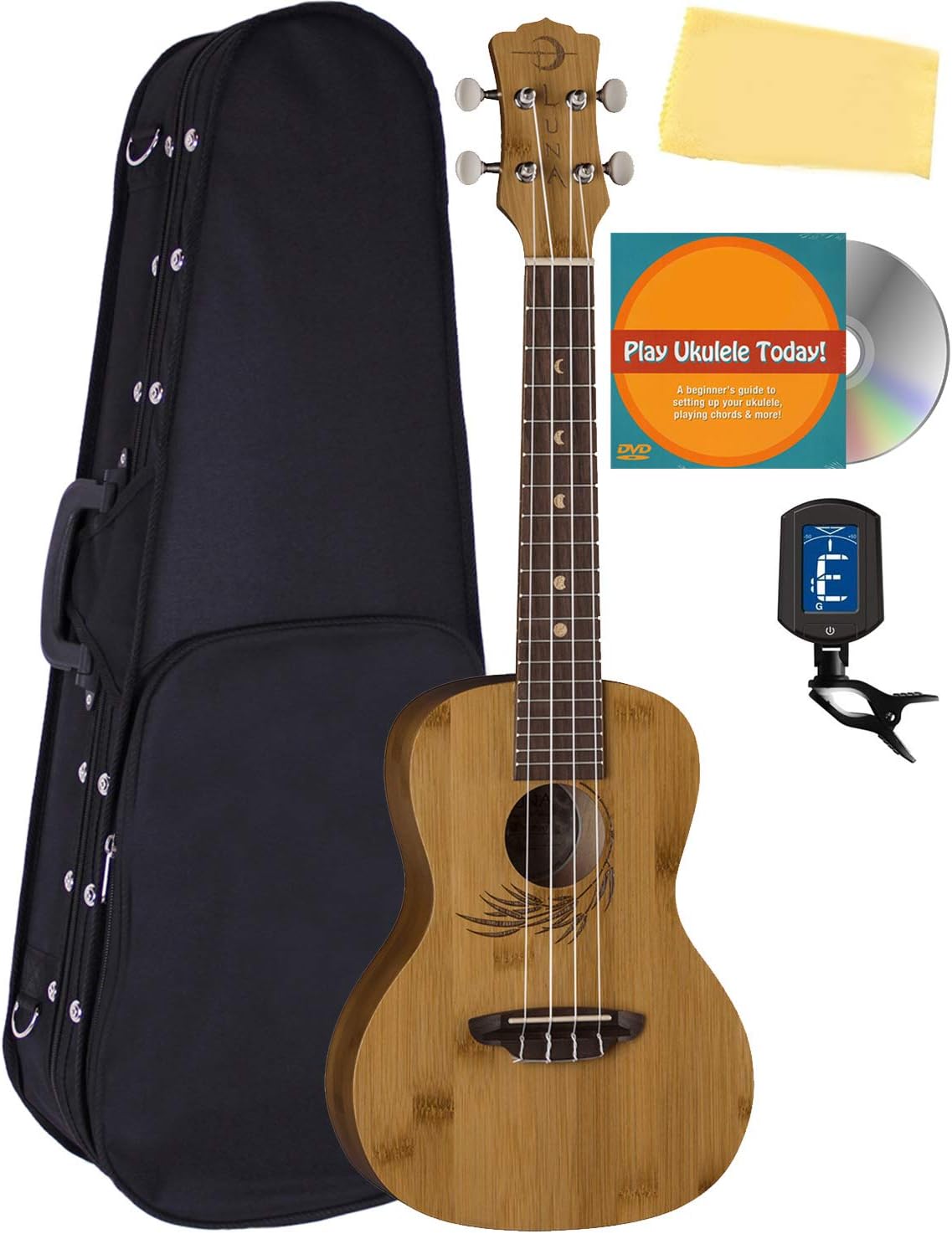 Amazon.com: Luna Uke Artist Vintage Distressed Concert Ukulele Bundle ...