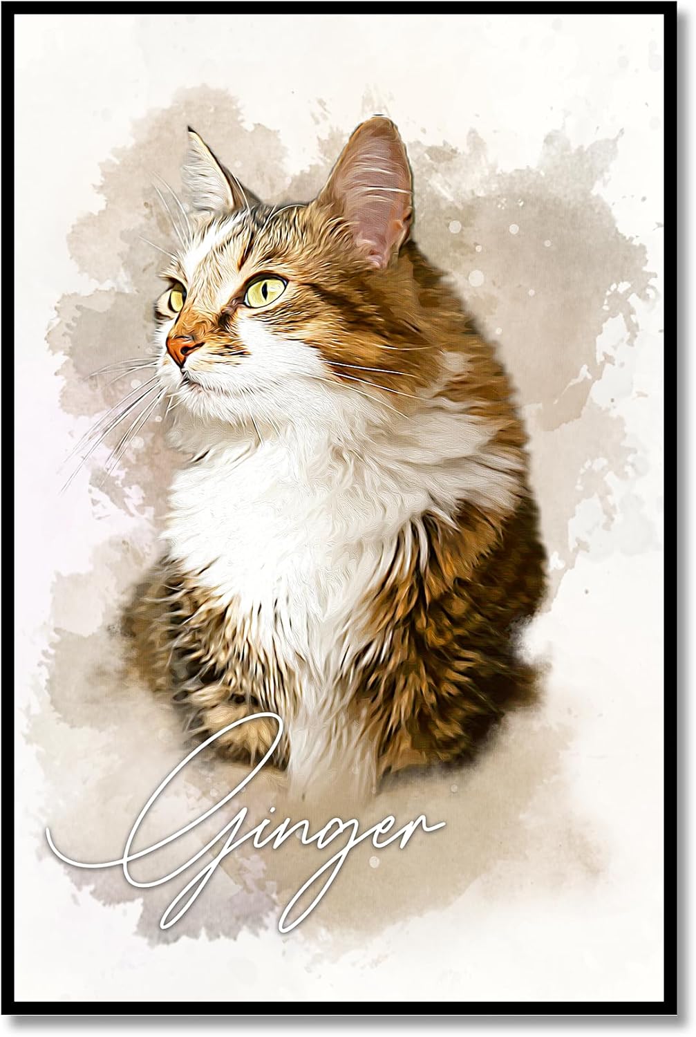 Amazon.com: VulcanAce Custom Pet Portrait from Photo, Watercolor Cat ...