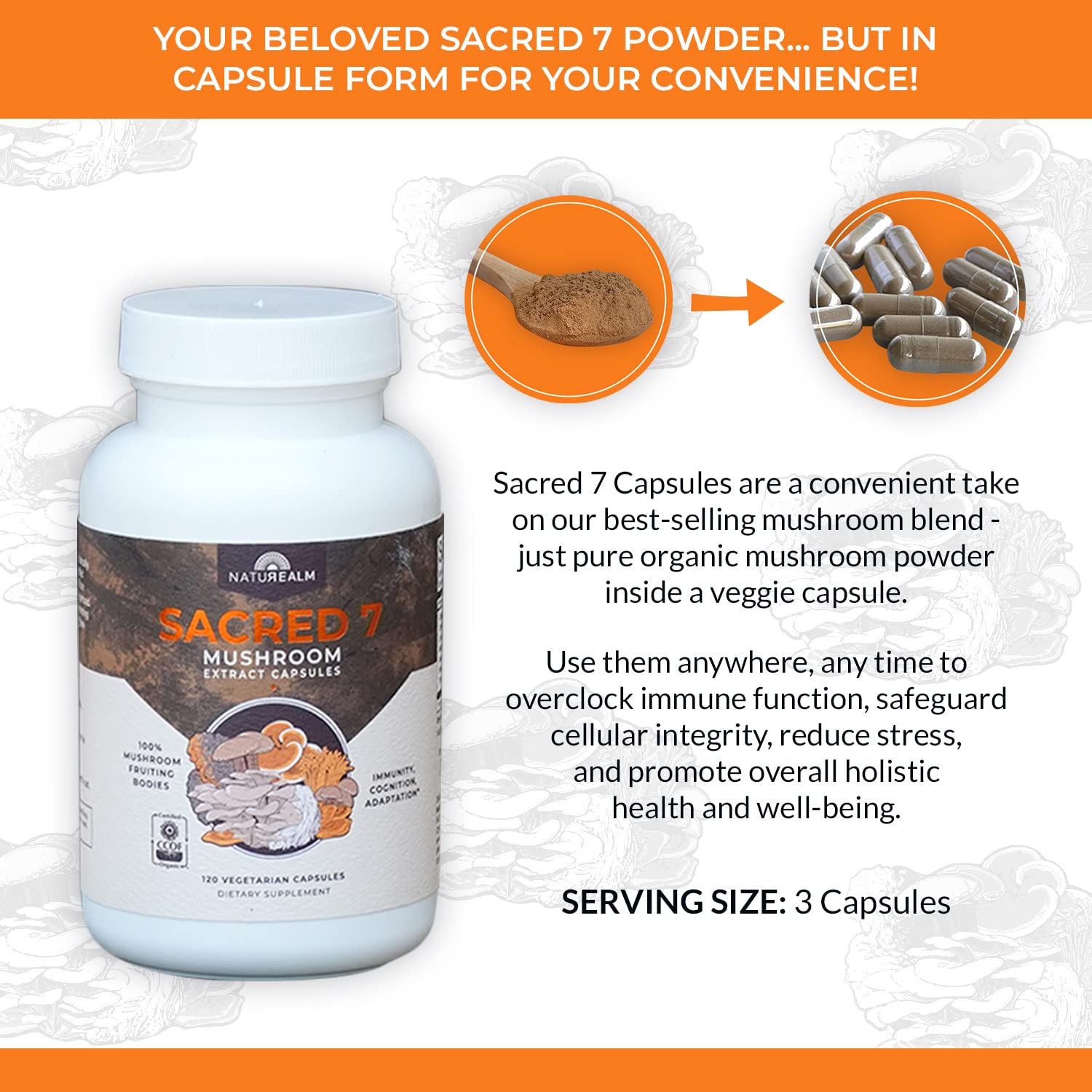 Snapklik.com : Naturealm - Sacred 7 Mushroom Extract Capsules - Lions Mane