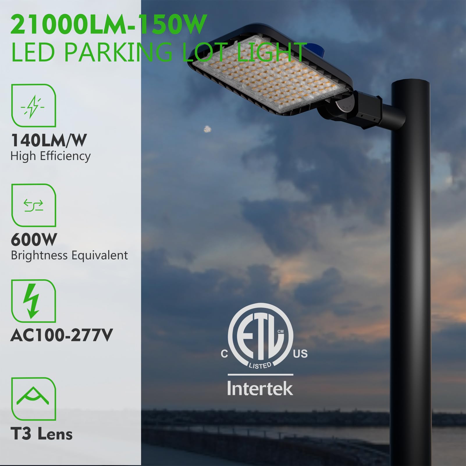 bulbeats 150W LED Parking Lot Light (21000lm Eqv 600W HPS) 5000K LED ...