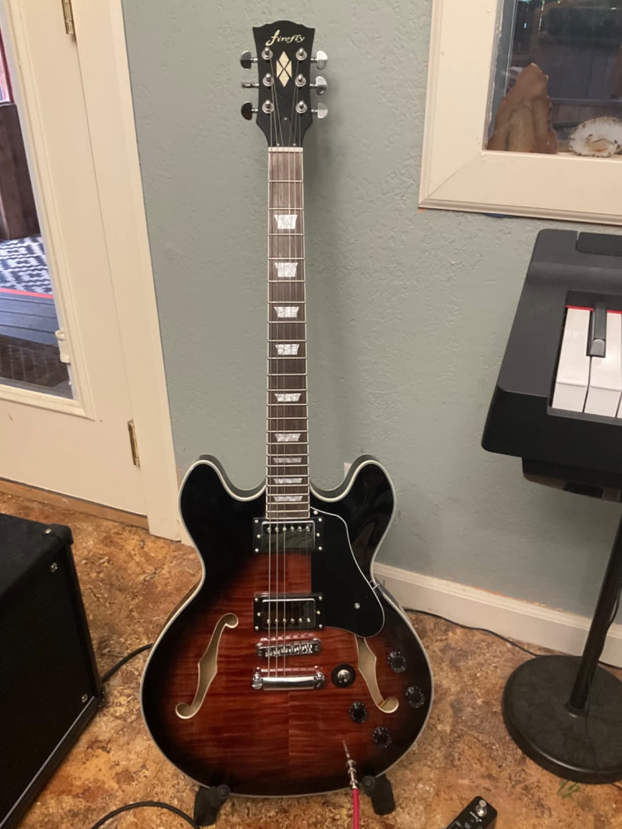 Amazon.com: Firefly FF338PRG Full Size Semi-Hollow body Electric Guitar ...