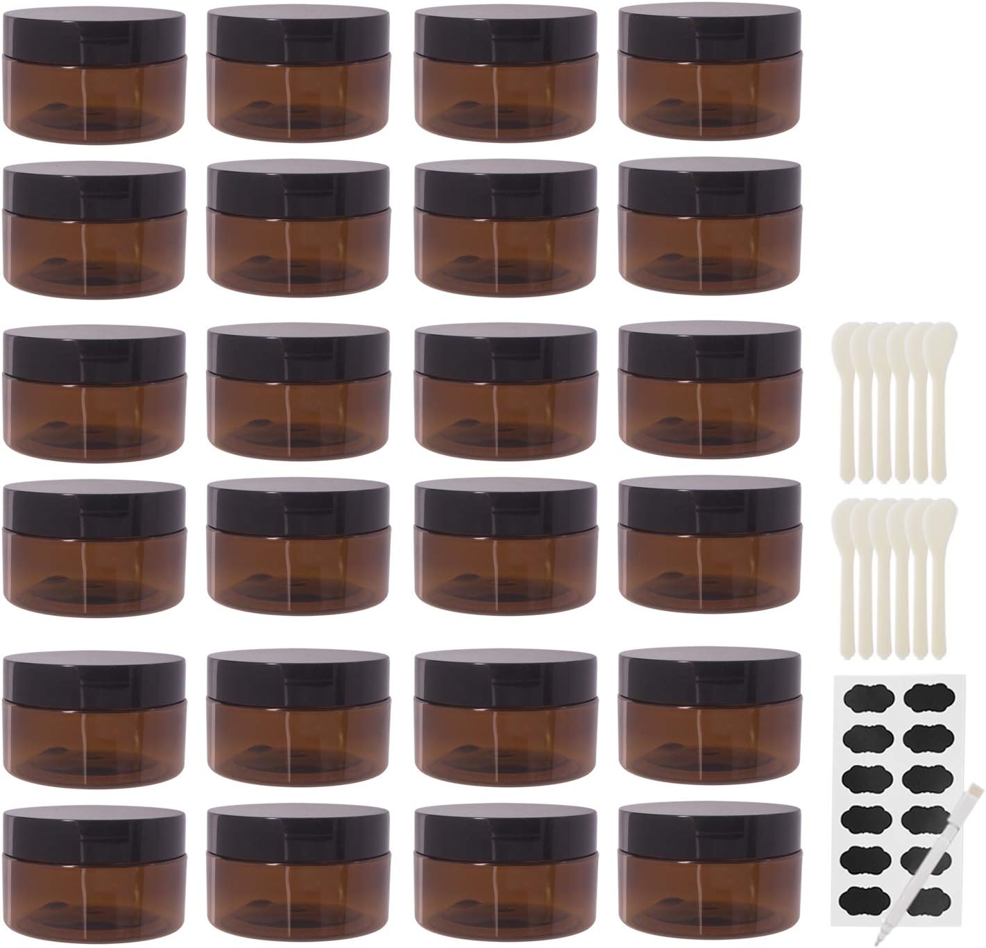 Amazon.com: zmybcpack 24 Pack 3.3 OZ(100ml) Amber Plastic Jars With ...
