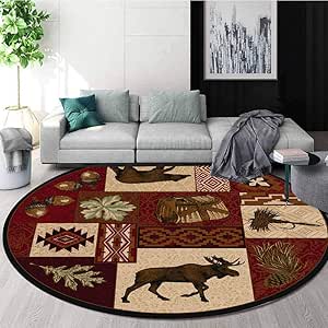 Amazon.com: Vintage Farm Rustic Round Area Rugs, 4ft, Bear Deer Animal ...