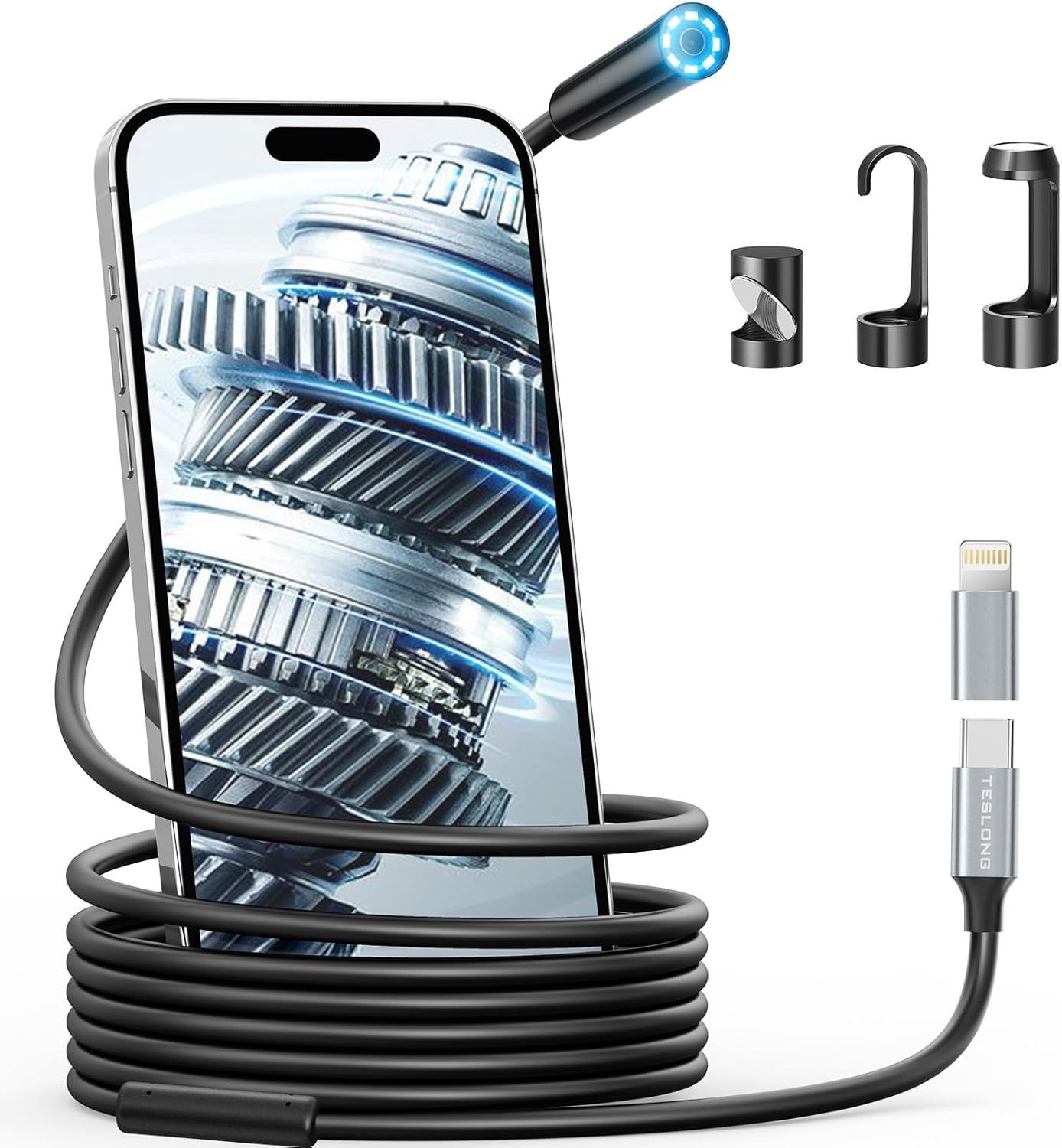 Camera Endoscopique pour iPhone, Teslong Type-C Endoscope avec 8 ...