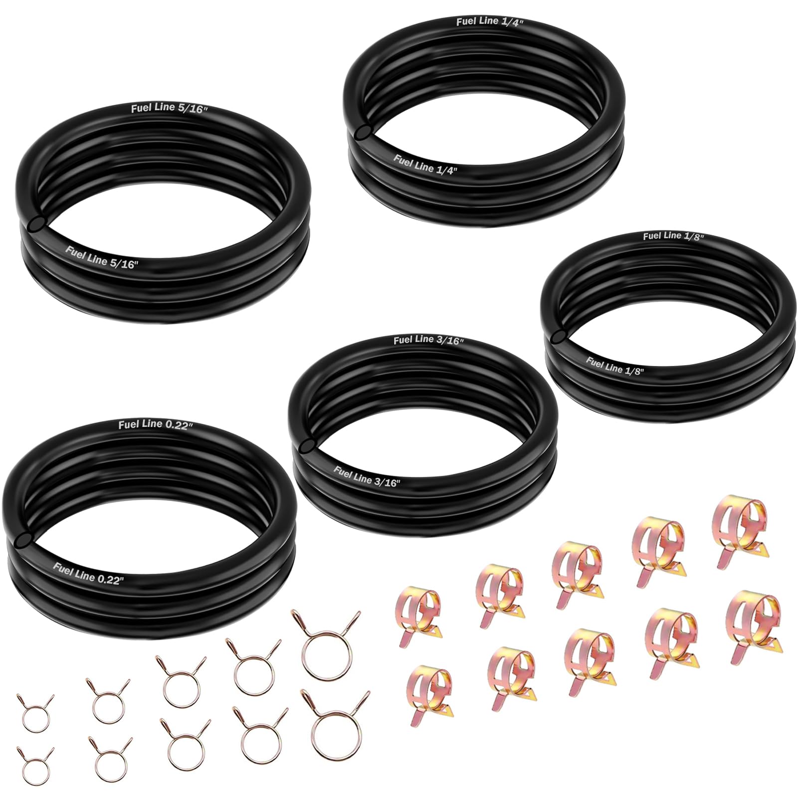 Amazon.com: smseace 105Pcs 3.3Ft 5-Sizes Fuel Lines 1/8 Inch,3/16 Inch ...