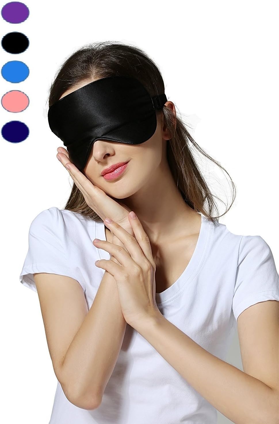 Silk Sleep Mask & Blindfold, Soft Eye Mask with Adjustable Head Strap ...