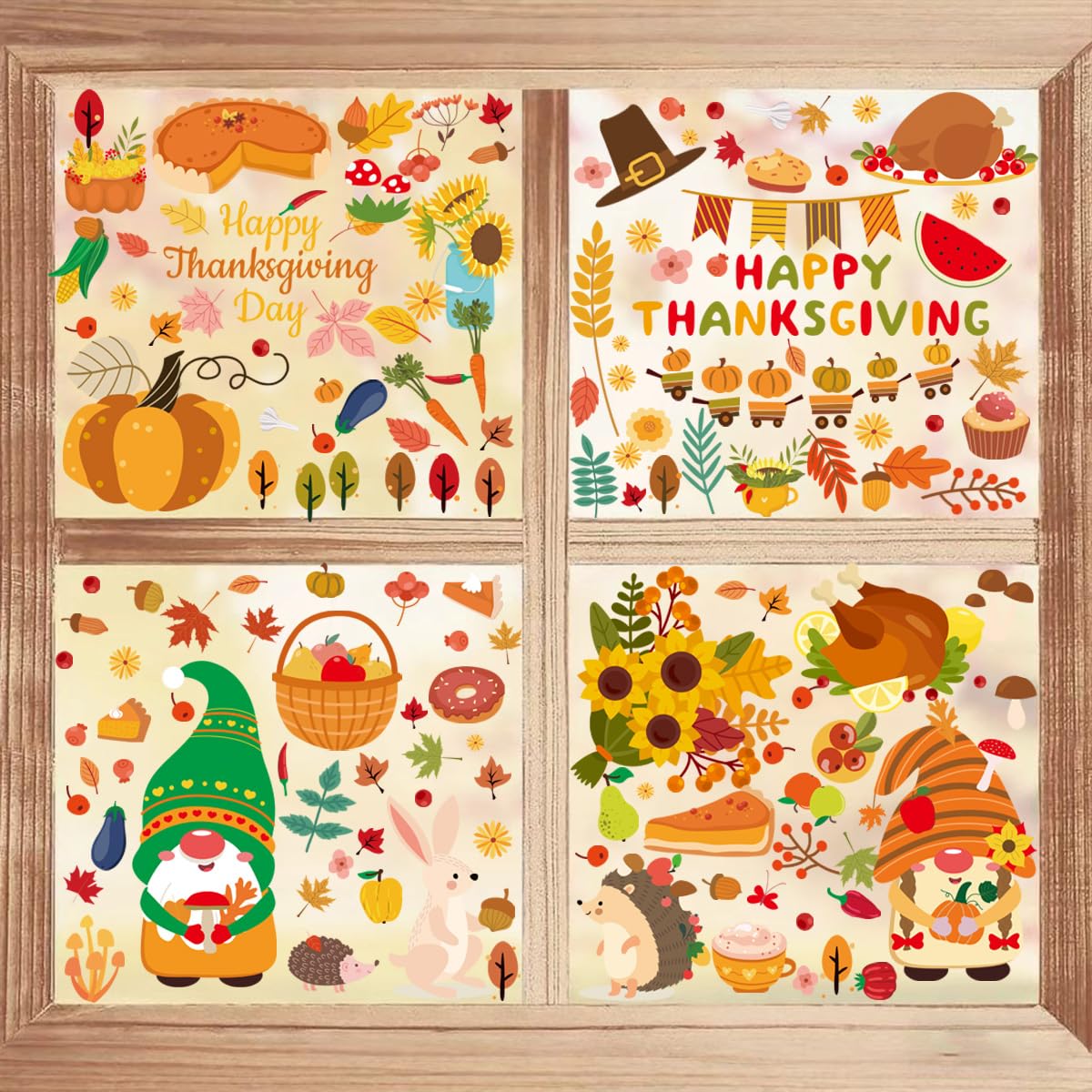 Snapklik.com : Thanksgiving Fall Window Clings For Glass Windows,9 ...