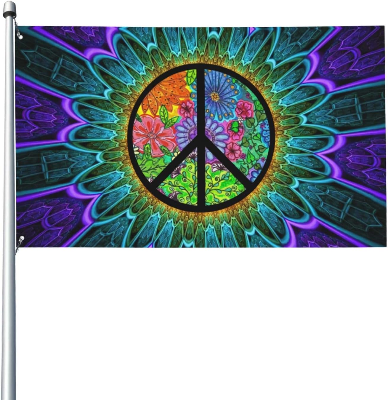 Amazon.com : Peace Flag 3x5 Ft Fade Proof Outdoor/Inside Hippie ...