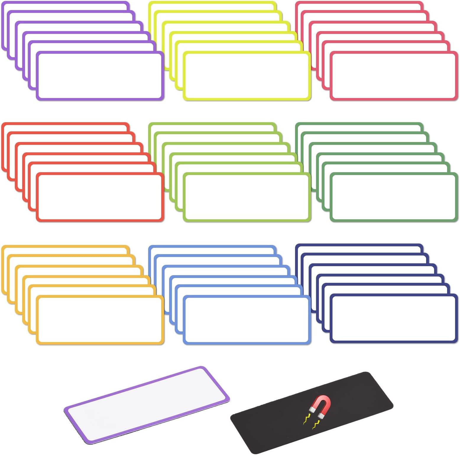 Laughhe 54Pcs Magnetic Dry Erase Labels, 9 Colors Reusable Magnetic ...