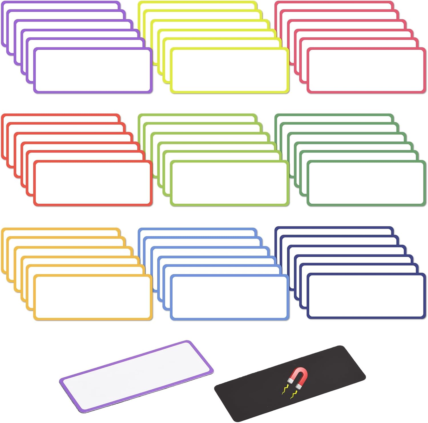 Laughhe 54Pcs Magnetic Dry Erase Labels, 9 Colors Reusable Magnetic ...