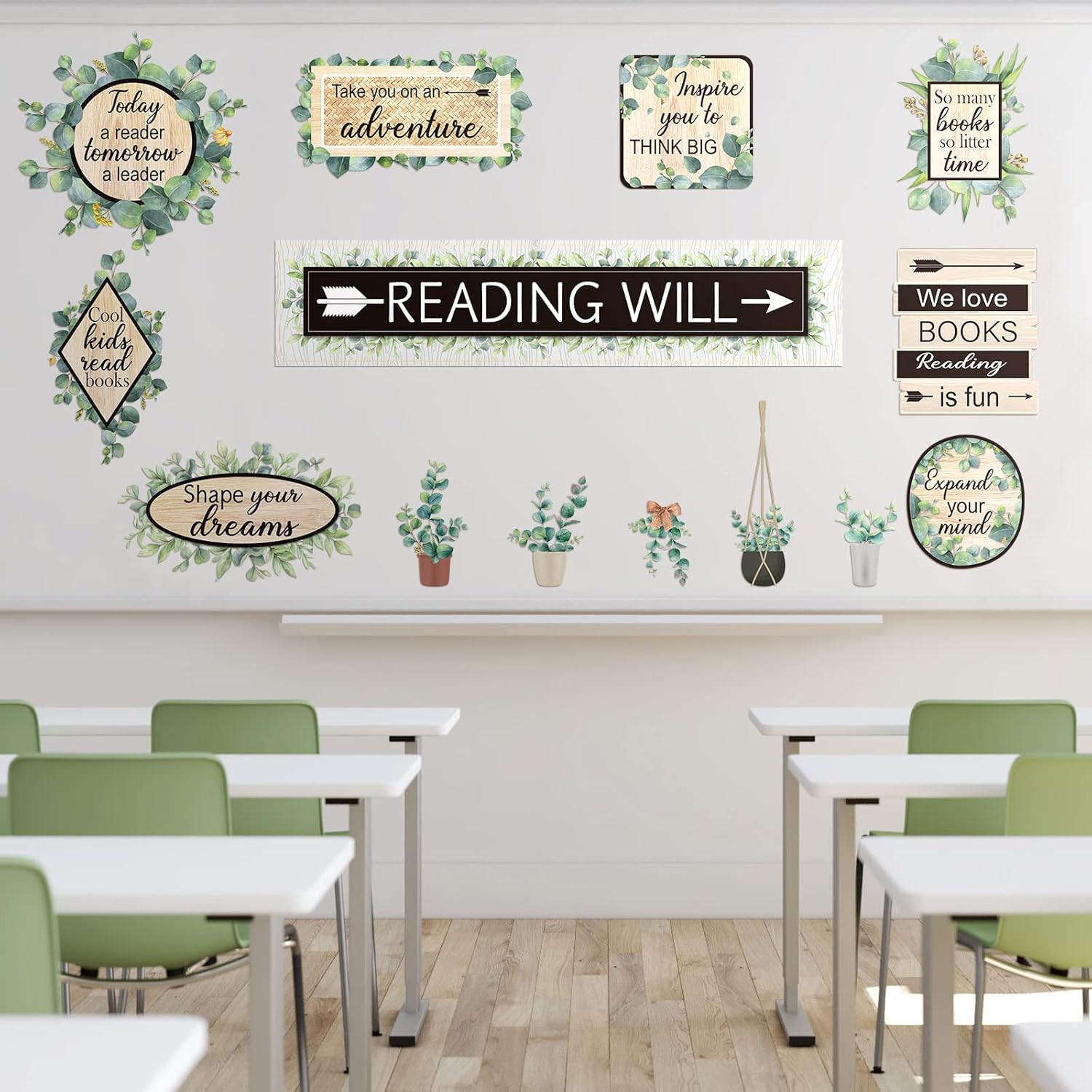 Teling 14 Eucalyptus Reading Posters for Classroom Library Decorations ...