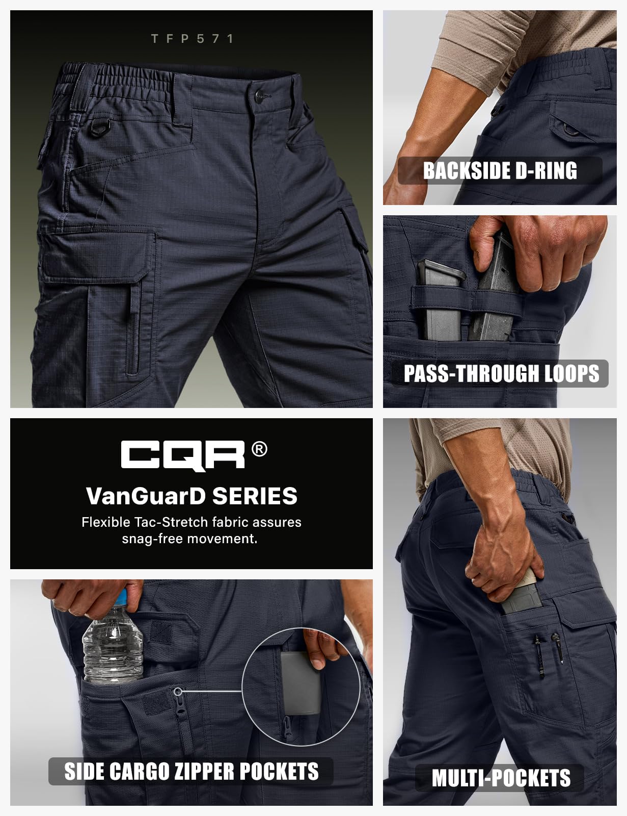 Snapklik.com : Mens Flex Stretch Tactical Pants, Water Resistant ...