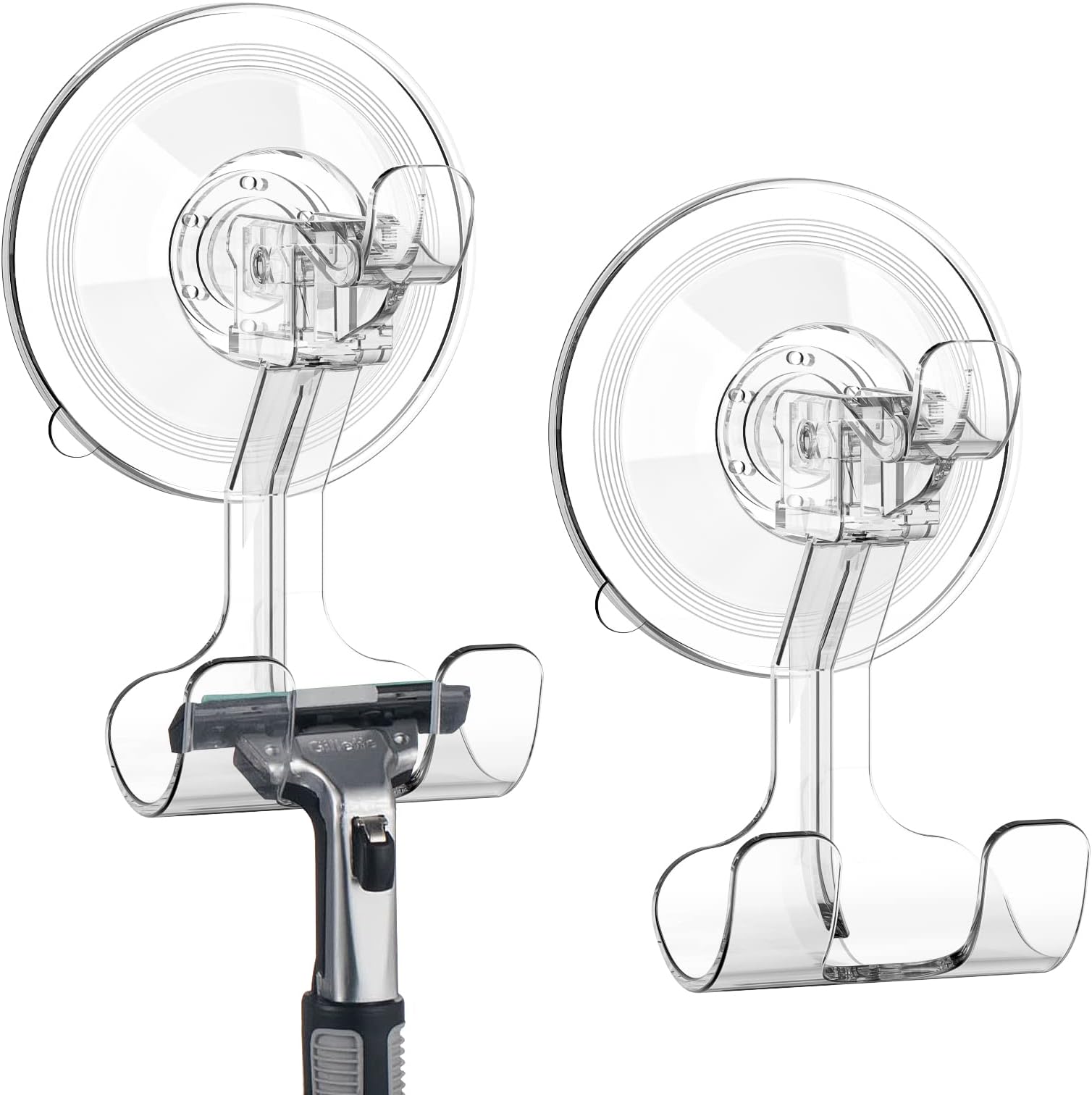 Amazon.com: Teletrogy Large Suction Cup Hooks Shower Razor Holder - 2 ...