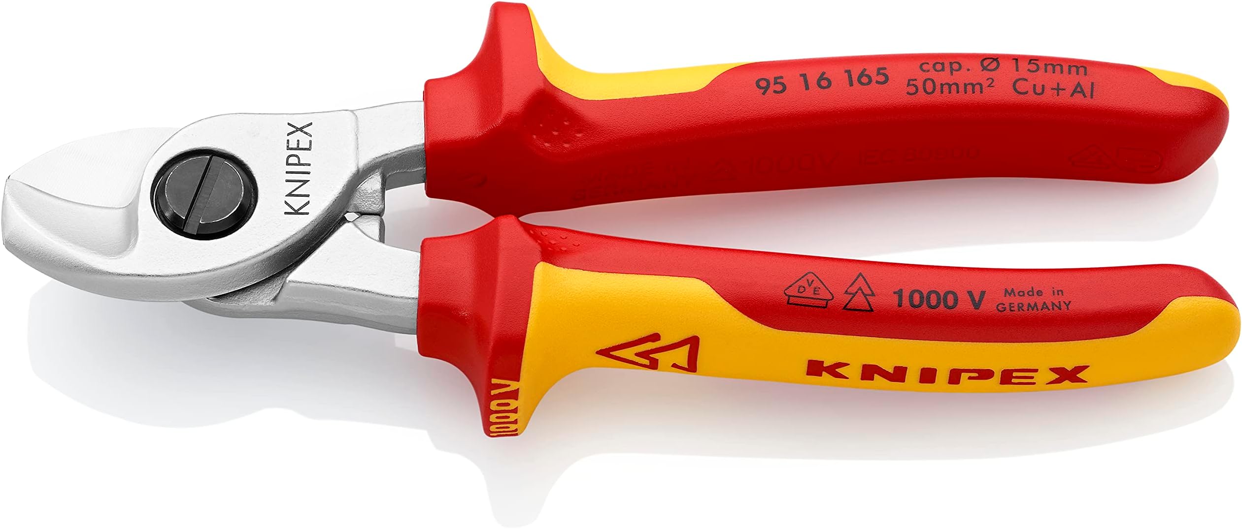 Knipex Kabelschere verchromt, isoliert mit Mehrkomponenten-Hüllen, VDE ...