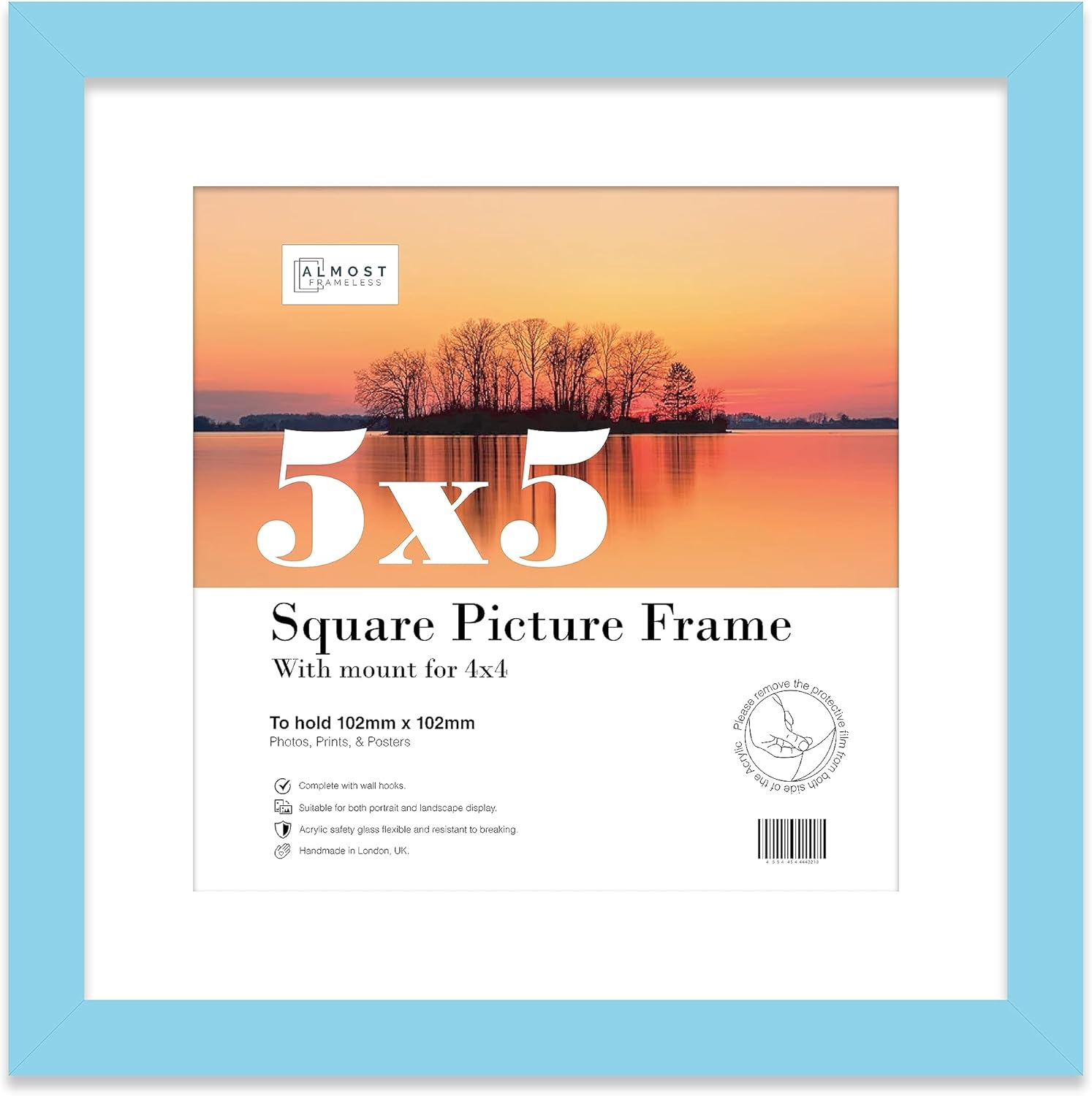 Almost Frameless 5x5 Picture Frame, Display Pictures 4x4 With Mat or ...