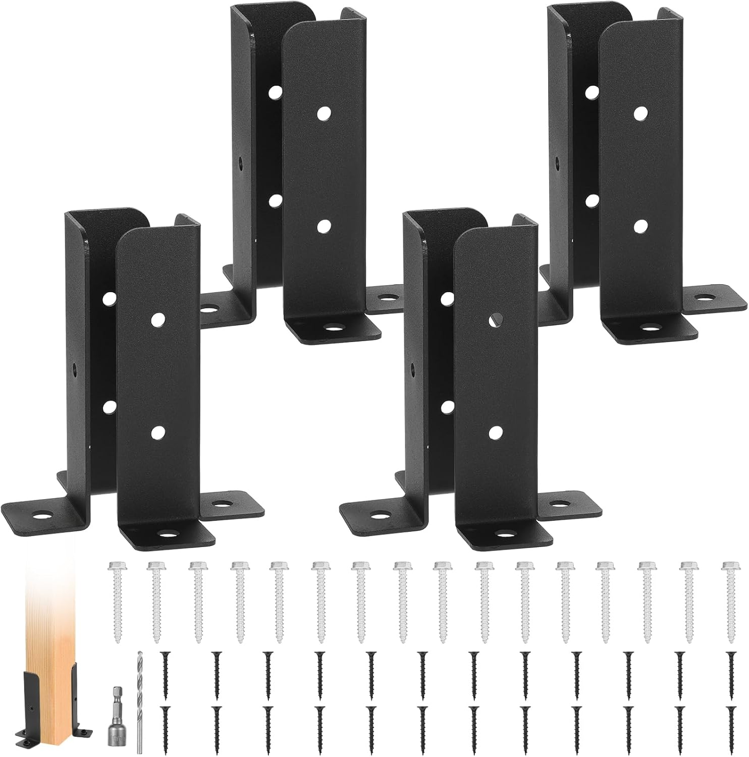 Tolare 8 pcs Adjustable Deck Post Anchor Base Brackets, Black Steel ...