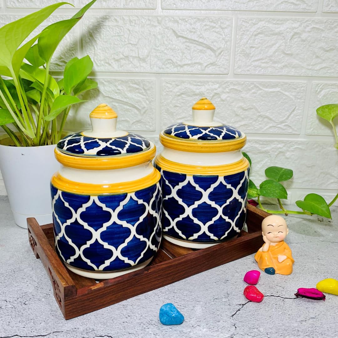 Buy Homefrills Multi-Utility Storage Ceramic Jars & Containers with Lid ...