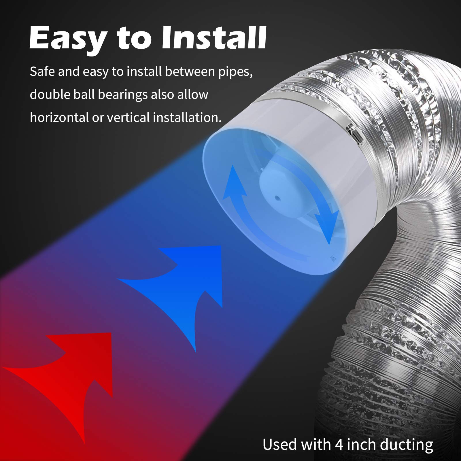 Snapklik.com : HUGOOME Inline Duct Fan 4 Inch Vent Booster, HVAC ...
