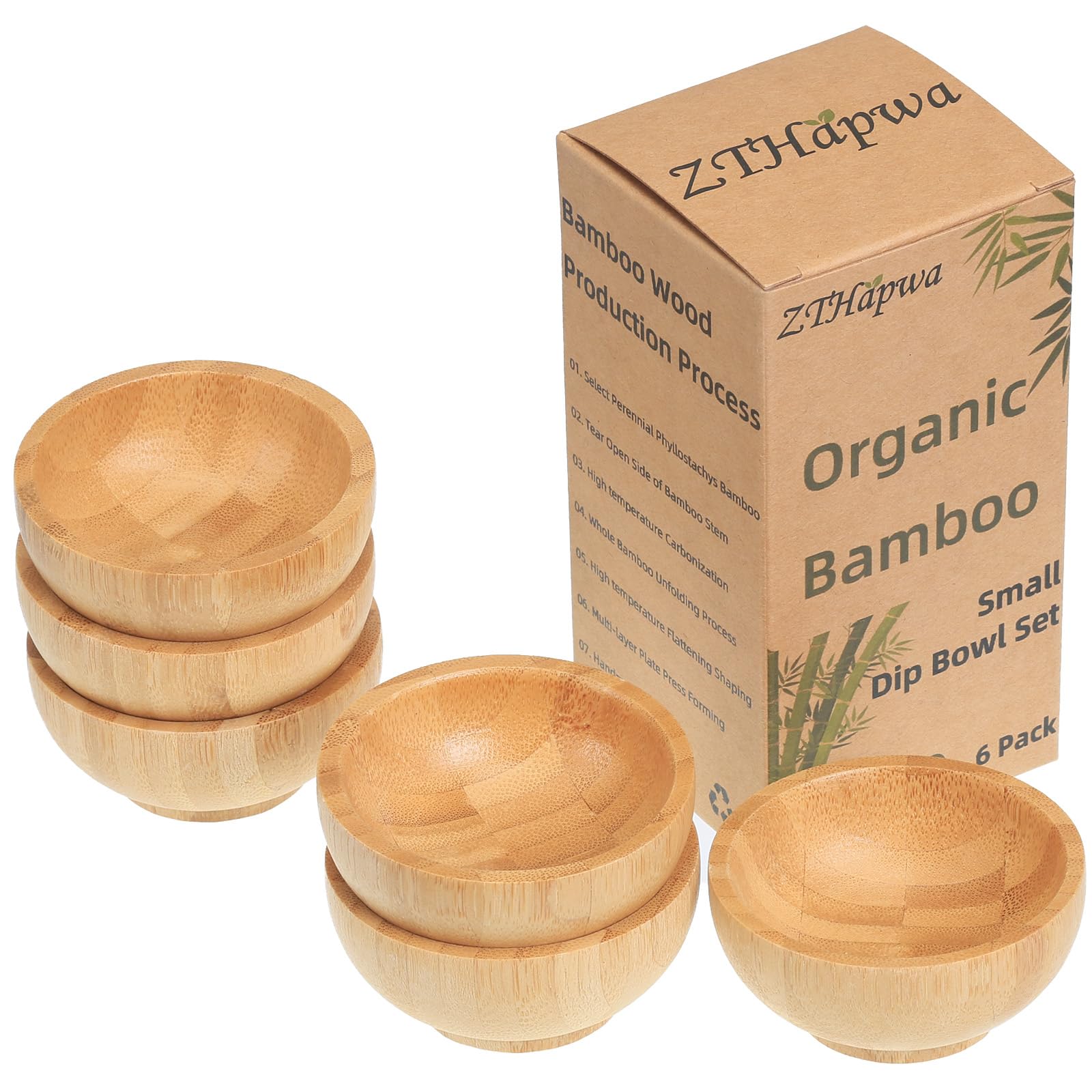 Amazon.com: ZTHapwa Dipping Bowls Set, Small Bamboo Dipping Sauce Cups ...