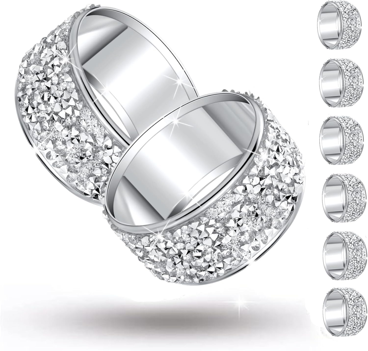 Amazon.com: Rhinestone Napkin Rings Silver Set of 12,Crystal Napkin ...